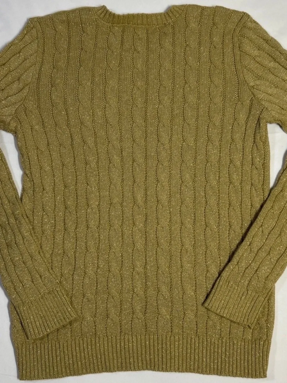 Ralph Lauren | Sweaters | Ralph Lauren Gold Metallic Cable Knit ...